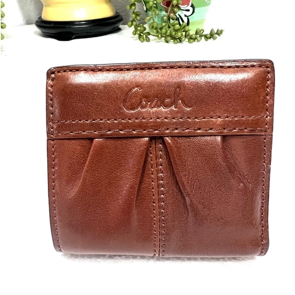 Coach | Bags | Coach Small Brown Wallet Bifold Leather Mini Bag | Poshmark